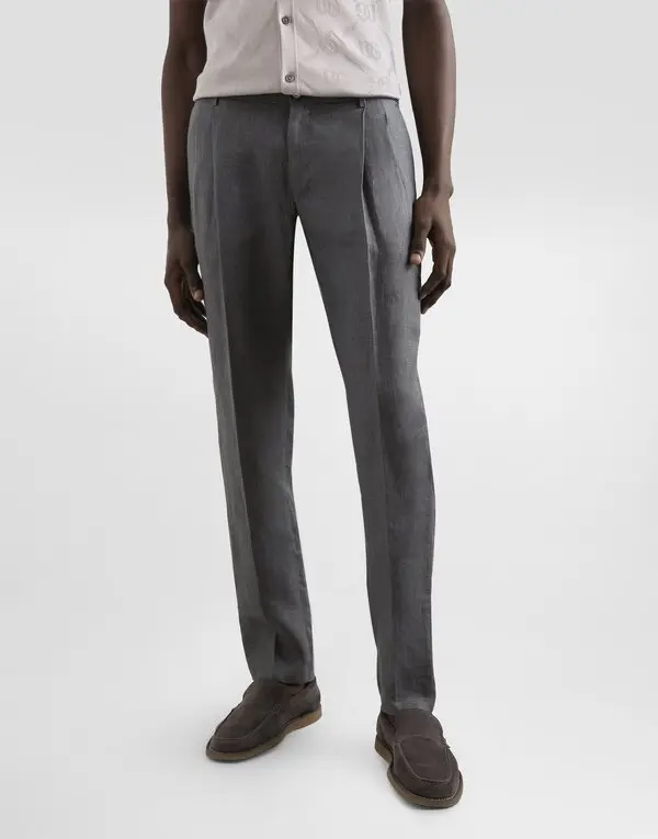Dolce & Gabbana Washed Linen Canvas Trousers