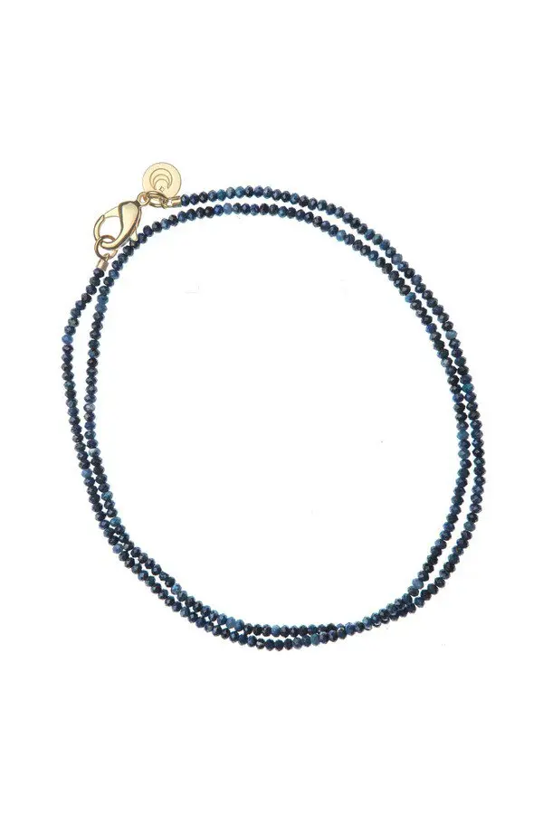 JANE WIN Diamond Cut Beaded Kyanite Necklace - Gold