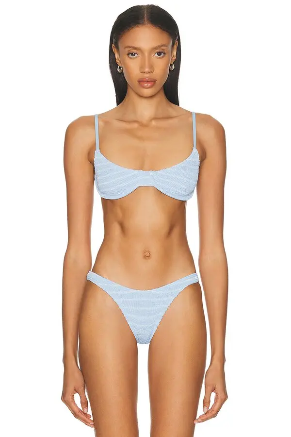 Bond Eye Gracie Balconette Bikini Top - Powder Blue Stripe