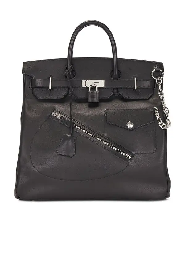 Hermès Limited Edition Evergrain Haut A Courroies Rock Birkin 40 Handbag - Noir