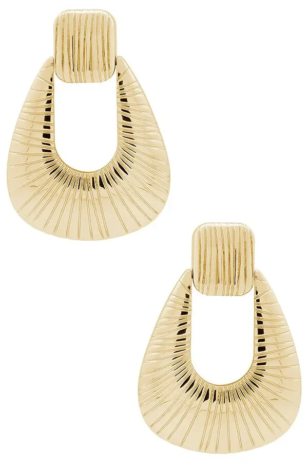 Ronny Kobo Striated Door Knocker Earrings - Gold