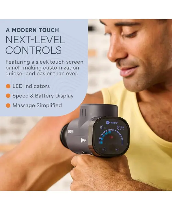 LIFEPRO Sonic Pro Handheld Percussion Massage Gun With 8 Attachments For Deep Tissue Relief
