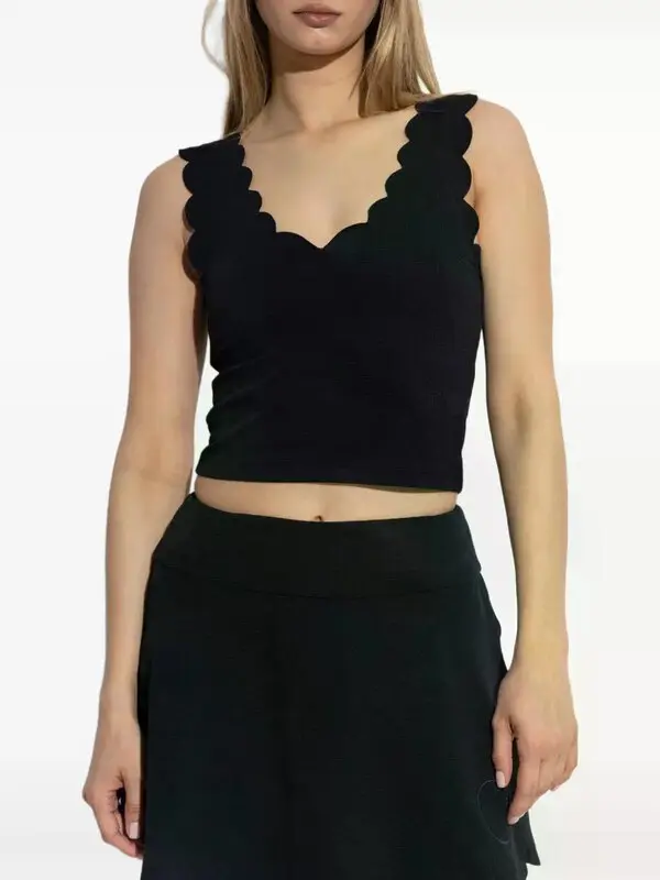 Marysia Venus Scalloped-hem Cropped Top - Black