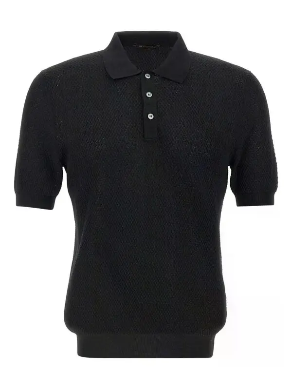 GRAN SASSO Textured-knit Short-sleeve Polo Shirt