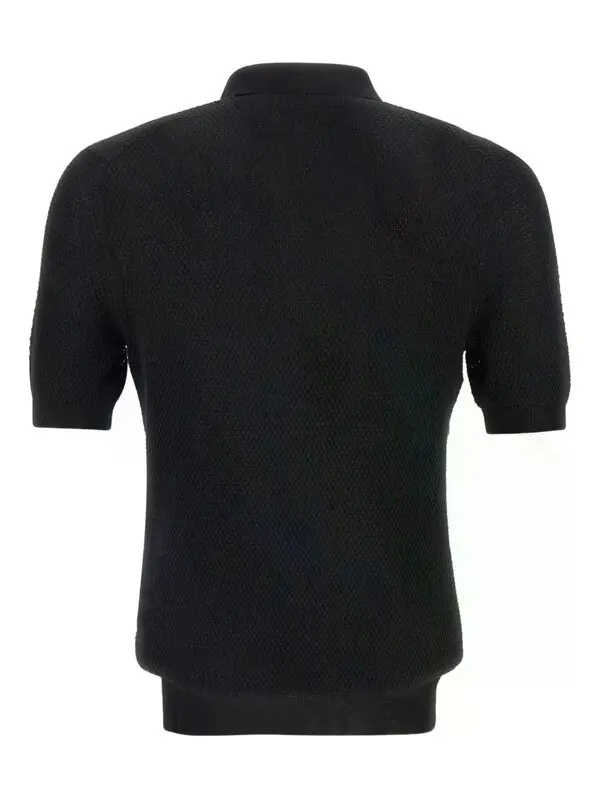 GRAN SASSO Textured-knit Short-sleeve Polo Shirt