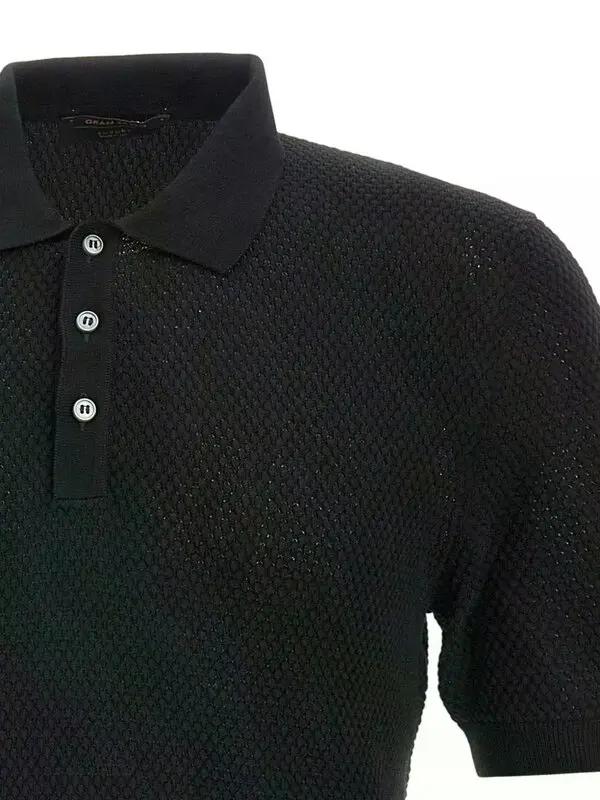 GRAN SASSO Textured-knit Short-sleeve Polo Shirt
