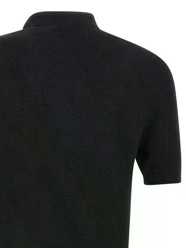 GRAN SASSO Textured-knit Short-sleeve Polo Shirt