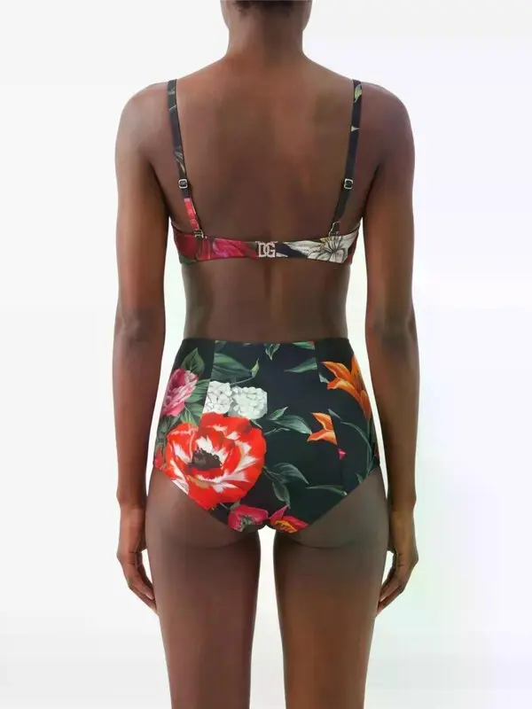Dolce & Gabbana Floral-print Bikini Set - Black