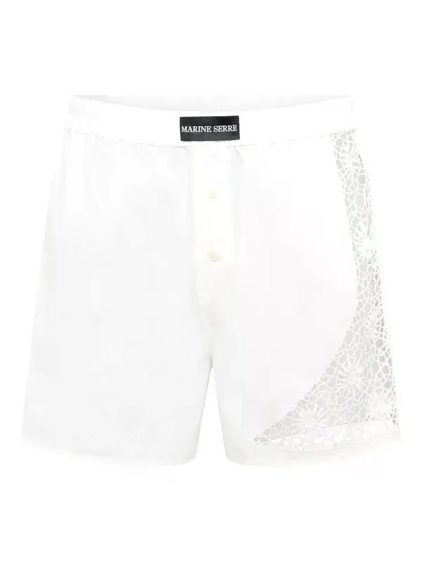 MARINE SERRE Lace-embellished Shorts - White