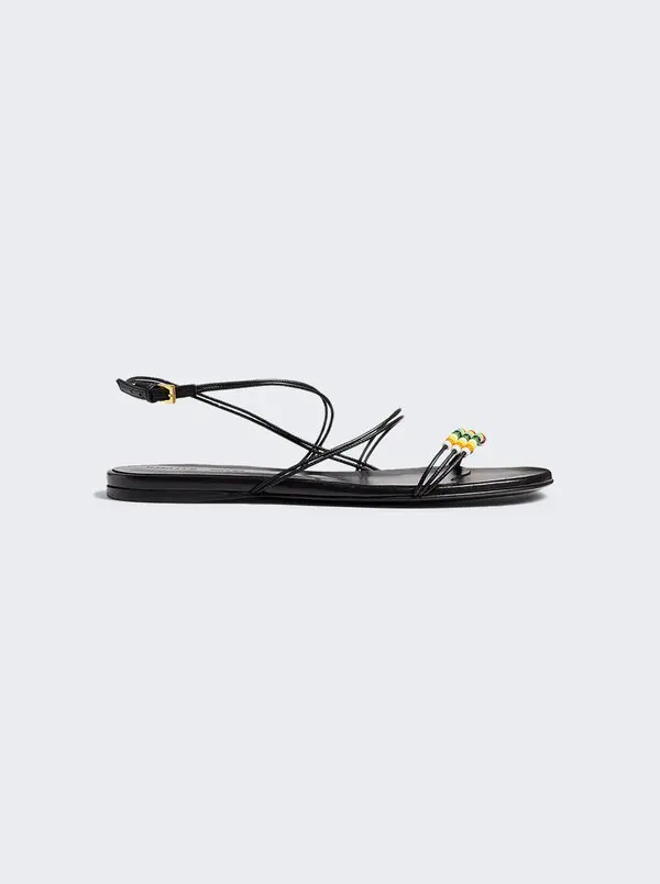 Khaite Loop Beaded Flat Sandal - Black