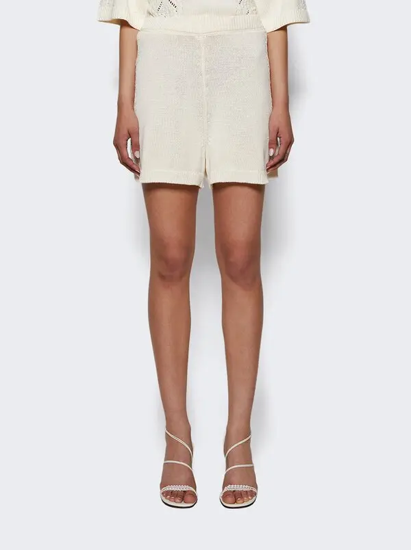 Loulou De Saison Andel Knitted Shorts With Shell Ivory - White