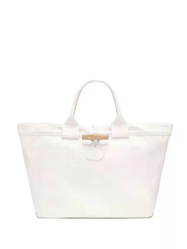 Longchamp Le Roseau Canvas Tote Bag - White