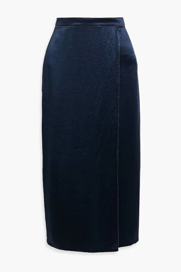 Vince Embellished Wrap-effect Midi Skirt