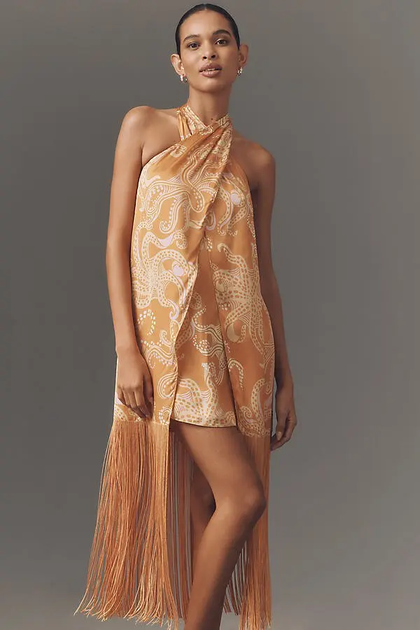 farm rio satin halter dress Farm Rio Satin Maxi Dress Halter Open Back See Measurements Approx Womens  Sz 8