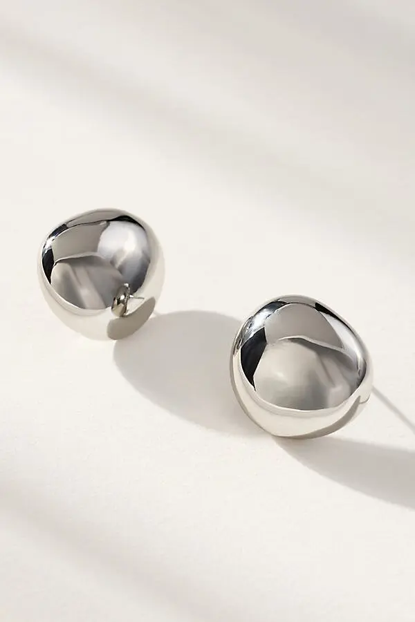 Ettika Polished Pebble Stud Earrings - Silver