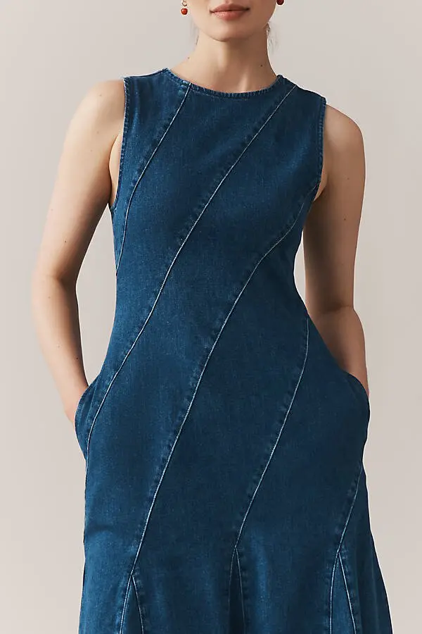 Aligne Raven Sleeveless Denim Midi Dress In Medium Denim - 68% Off |  Editorialist
