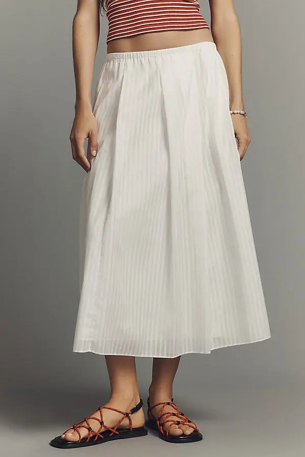 Theory Pleated A-line Midi Skirt - White