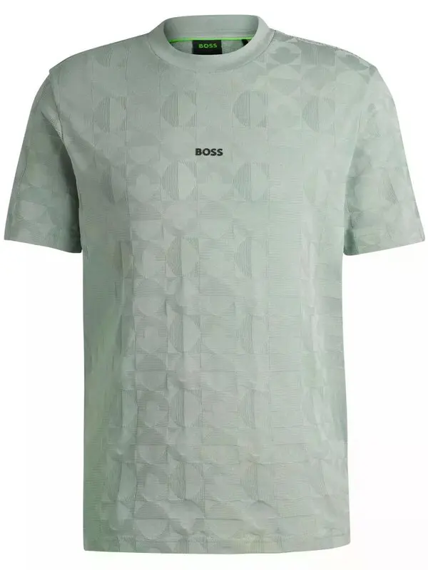 BOSS Geometric Jacquard-weave T-shirt - Green
