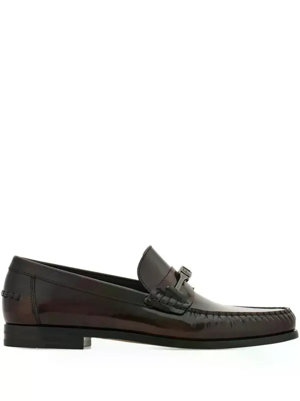 FERRAGAMO Logo-buckle Leather Loafers