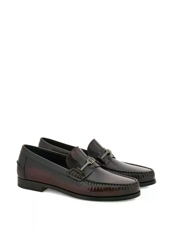 FERRAGAMO Logo-buckle Leather Loafers