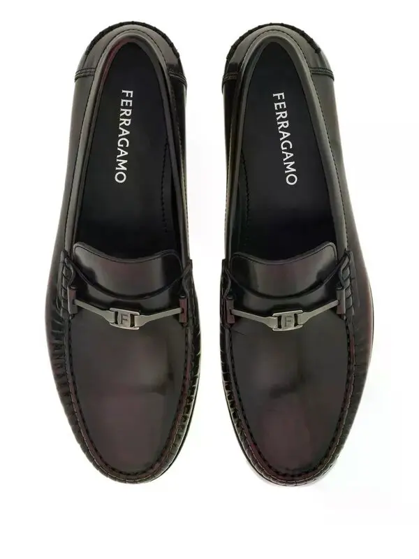 FERRAGAMO Logo-buckle Leather Loafers