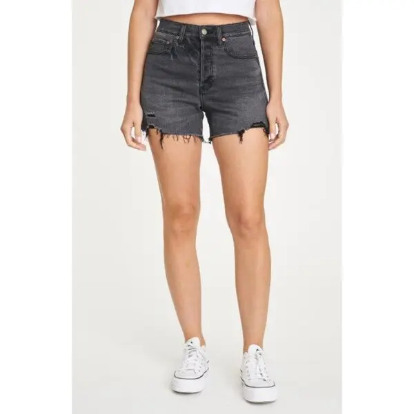 DAZE High-waisted Denim Shorts - Ashes
