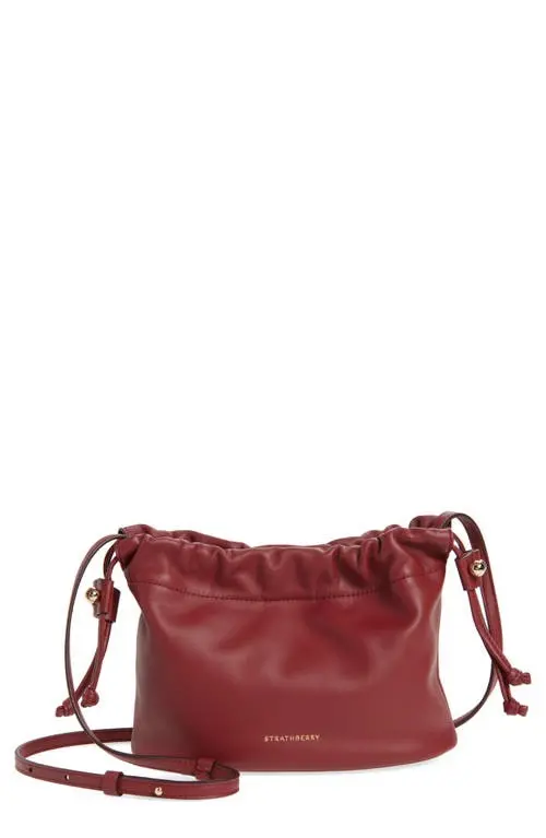 Strathberry Drawstring Leather Crossbody Bag - Oxblood