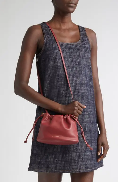 Strathberry Drawstring Leather Crossbody Bag - Oxblood