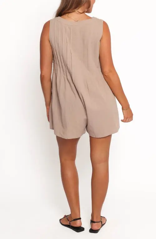 PETAL & PUP Sleeveless Cotton Tie-front Romper - Mocha