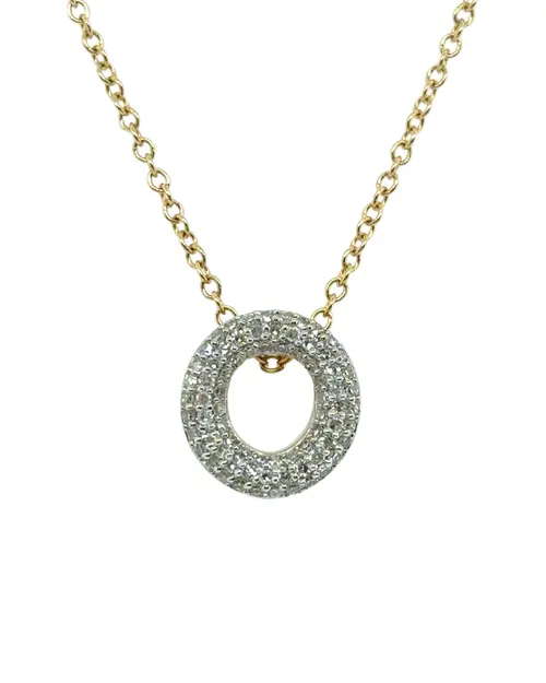 LUVMYJEWELRY 14k Yellow Gold Diamond Initial Pendant Necklace - Gold O