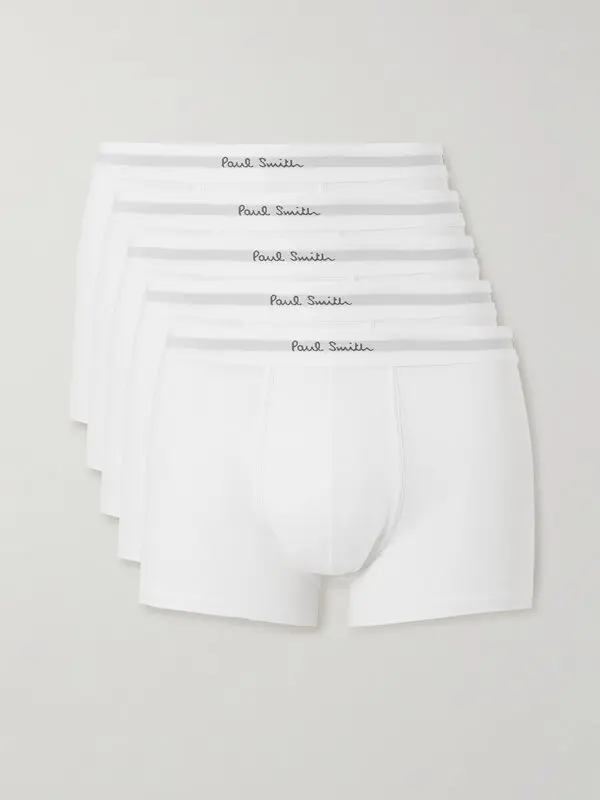 Paul Smith Five-pack Stretch Organic Cotton-jersey Boxer Briefs - White