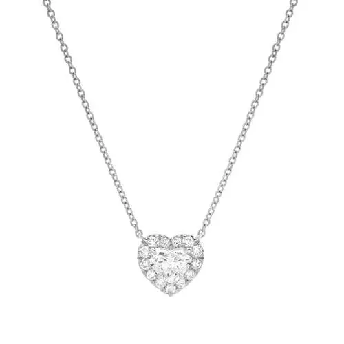 LUVMYJEWELRY Valentina 14k Gold 1 Ct Lab Grown Diamond Heart Pendant Necklace - 14k White Gold