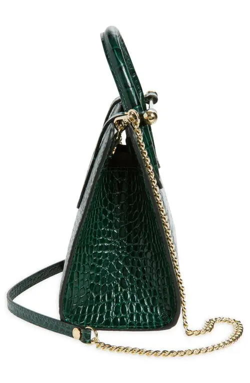 Strathberry Mini Croc Embossed Leather Tote - Bottle Green