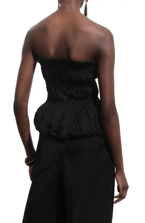 Mango Ruched Strapless Top