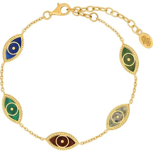 KARMA AND LUCK Harmonious Guardian Multi-stone Bracelet - Gold/multicolor