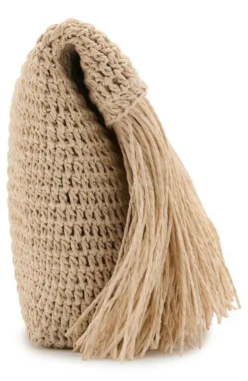 Mango Natural Fiber Envelope Clutch With Fringe