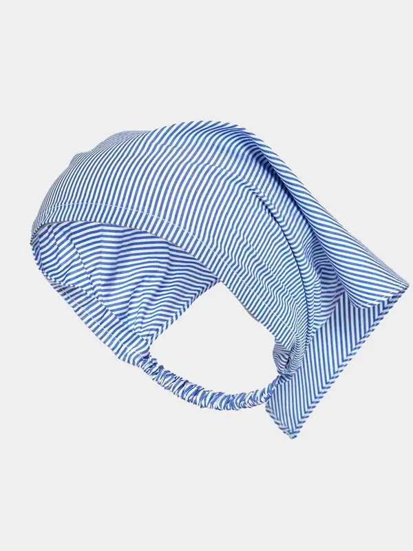 Hunza G Cotton Headscarf - Blue Stripe