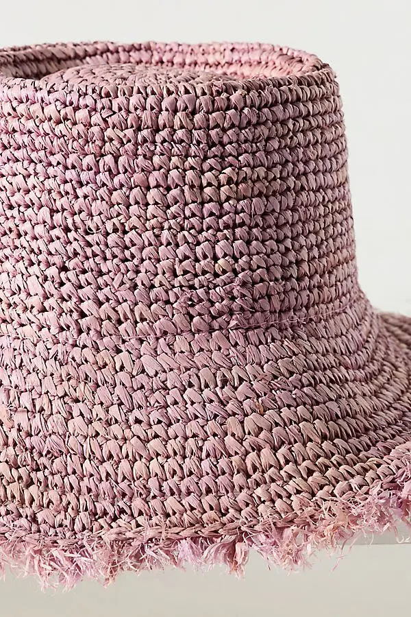 WYETH Wide-brim Straw Bucket Hat - Lilac