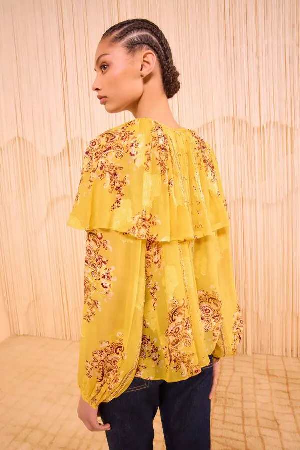 Ulla Johnson Elissa Cape Layer Long Sleeve Blouse