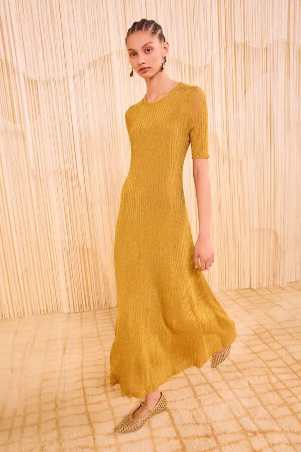 Ulla Johnson Maxine Short Sleeve Knit Maxi Dress