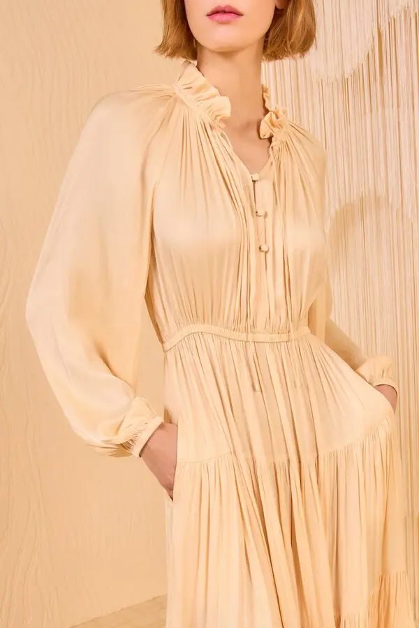 Ulla Johnson Riley Long Sleeve Midi Dress In Pearlescent - 70% Off |  Editorialist