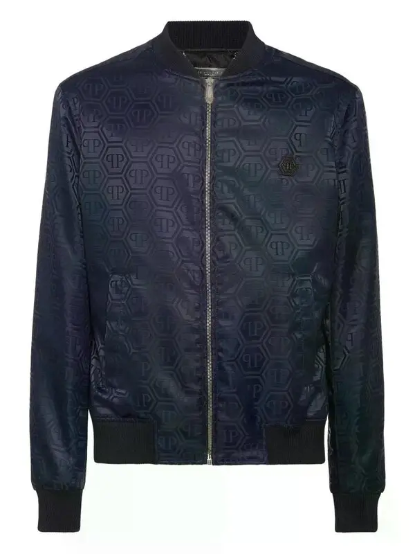 Philipp Plein Monogram-pattern Bomber Jacket - Blue