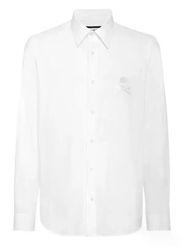 Philipp Plein Skull-embroidered Button-up Shirt - White