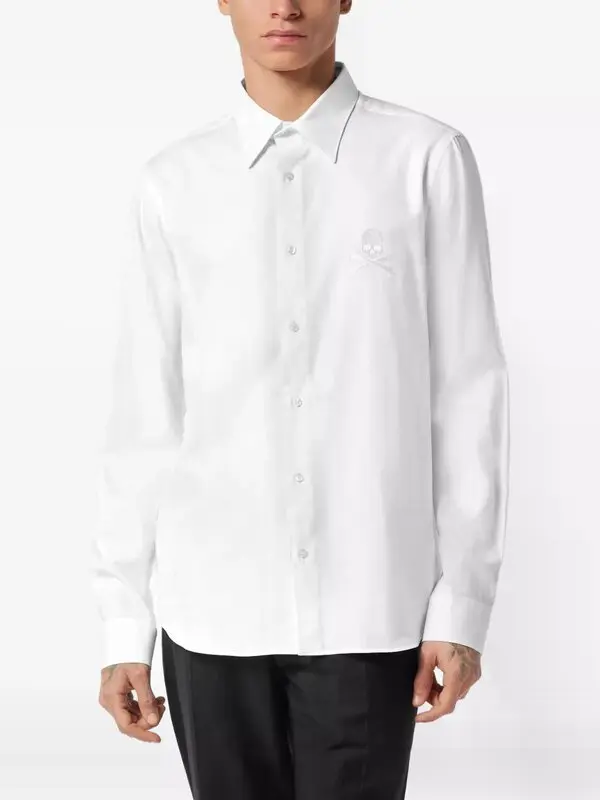 Philipp Plein Skull-embroidered Button-up Shirt - White
