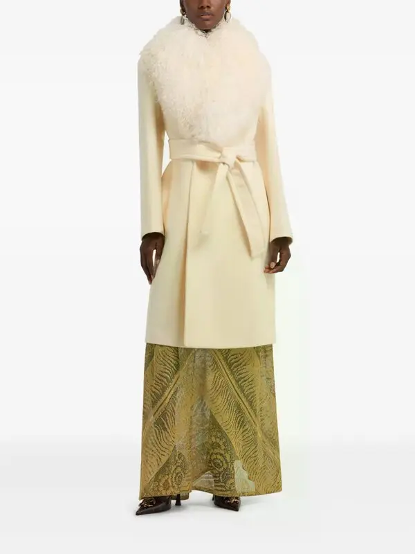 Roberto Cavalli Shearling-trimmed Coat - White