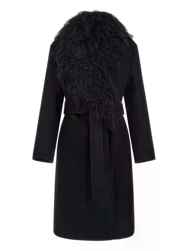 Roberto Cavalli Long Sleeve Shearling-collar Coat - Black