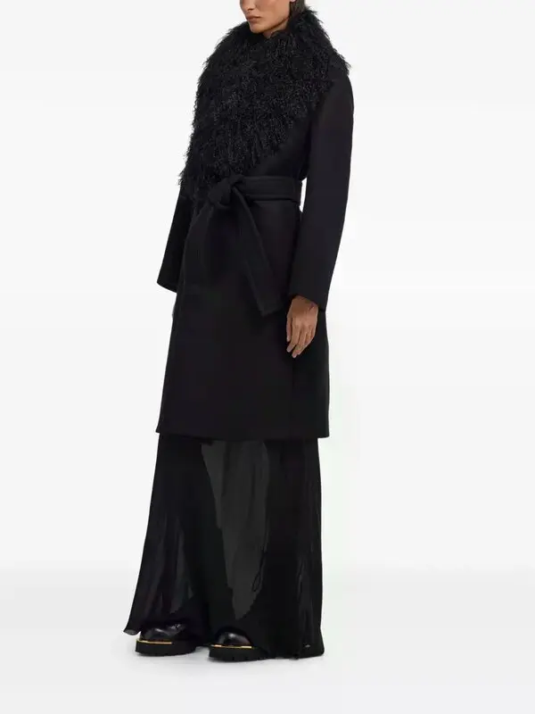 Roberto Cavalli Long Sleeve Shearling-collar Coat - Black