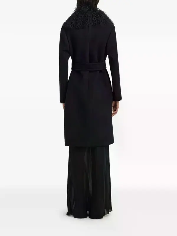 Roberto Cavalli Long Sleeve Shearling-collar Coat - Black