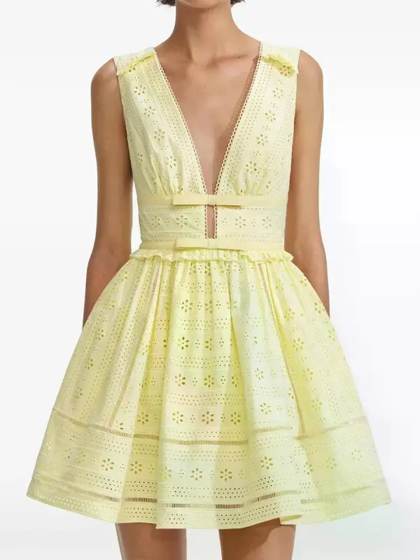 SELF-PORTRAIT Cotton Dress - Yellow