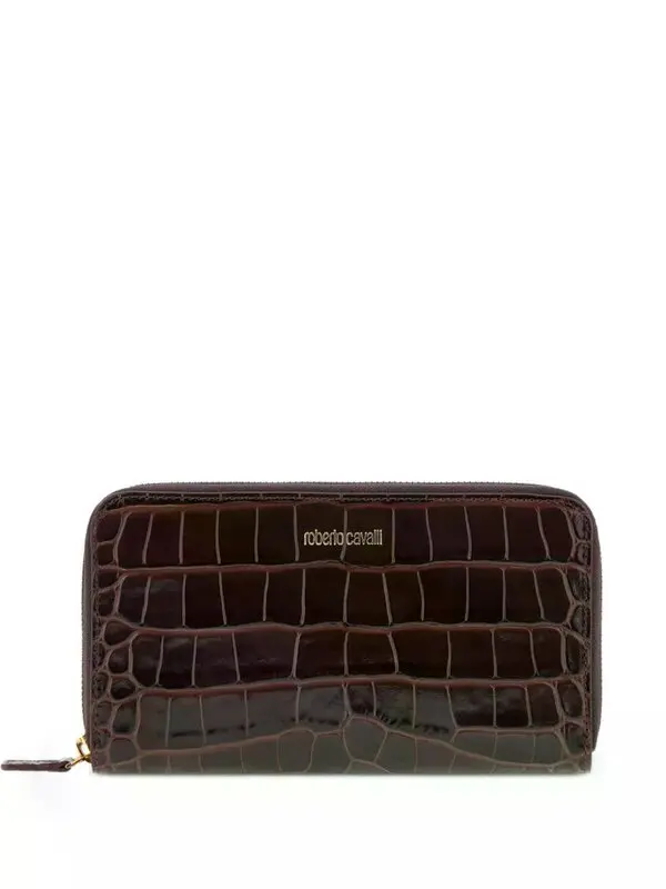 Roberto Cavalli Crocodile-effect Zip Wallet - Brown